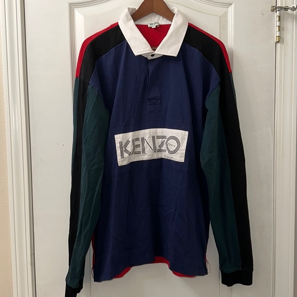 Kenzo | Shirts | Kenzo Mens Colorblock Long Sleeve Polo Shirt | Poshmark